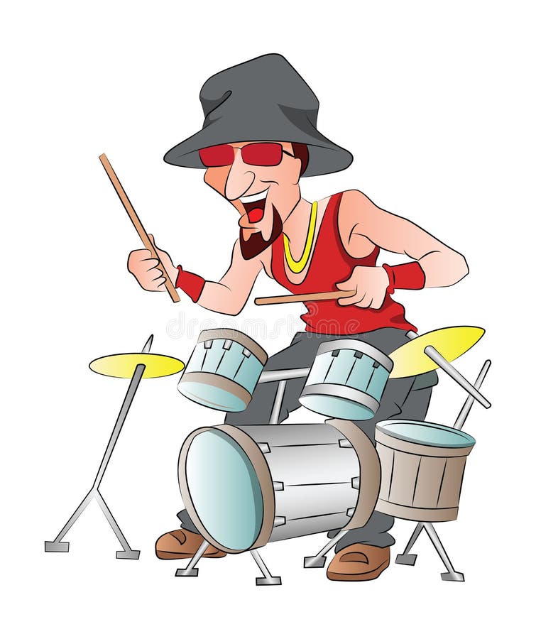 Cartoon Character Playing The Drums