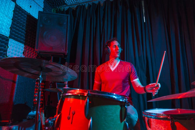 Man playing the drums stock image. Image of playing - 152960625