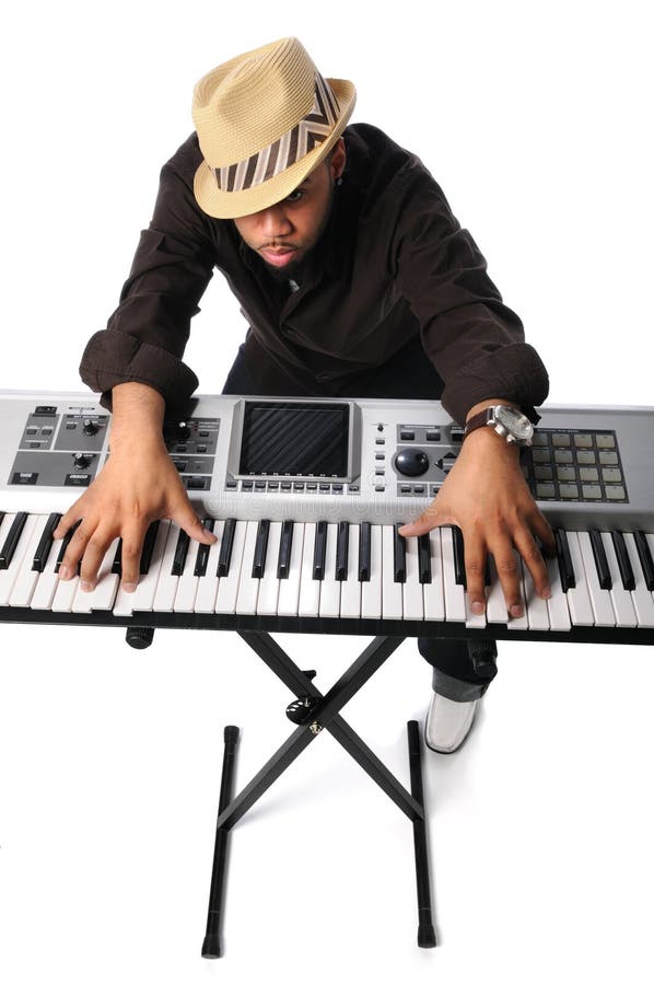 Man Playing Electric Keyboard Stock Image - Image of artistic, pose ...