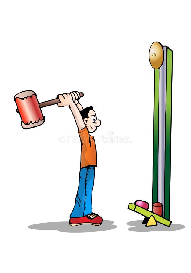 A Man Playing Fair Strength Test Game Stock Vector - Illustration of ...