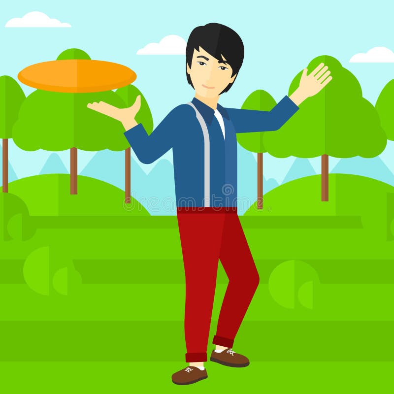 Man Playing Flying Disc Vector Illustration. Stock Vector ...