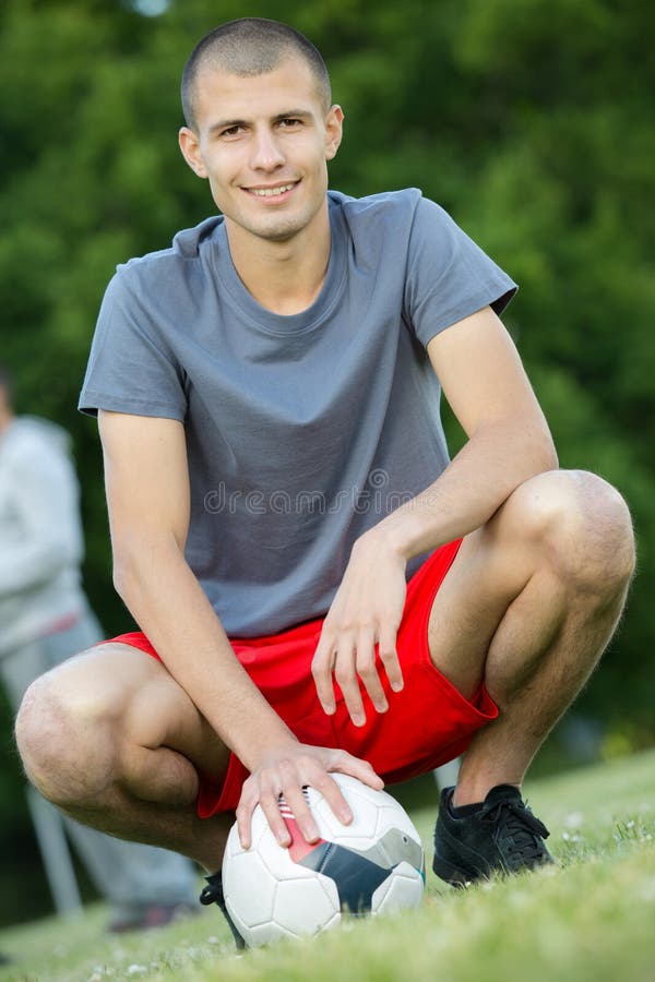 Man Playing Football Alone in Garden Stock Photo - Image of thai ...
