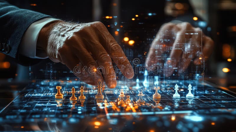 Man is Playing a Game of Chess on a Computer Screen Stock Image - Image ...