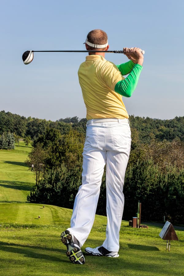 Man playing golf stock image. Image of putter, outside - 242945143