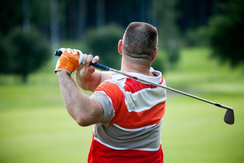 Man Driving Golf Ball at Tee Time Stock Image - Image of morning, male ...