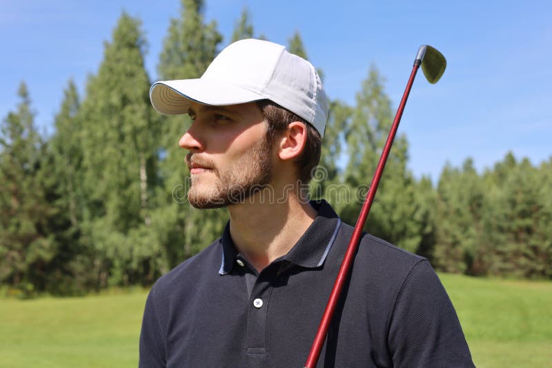 Man Playing Golf on Beautiful Sunny Green Golf Course Stock Photo ...