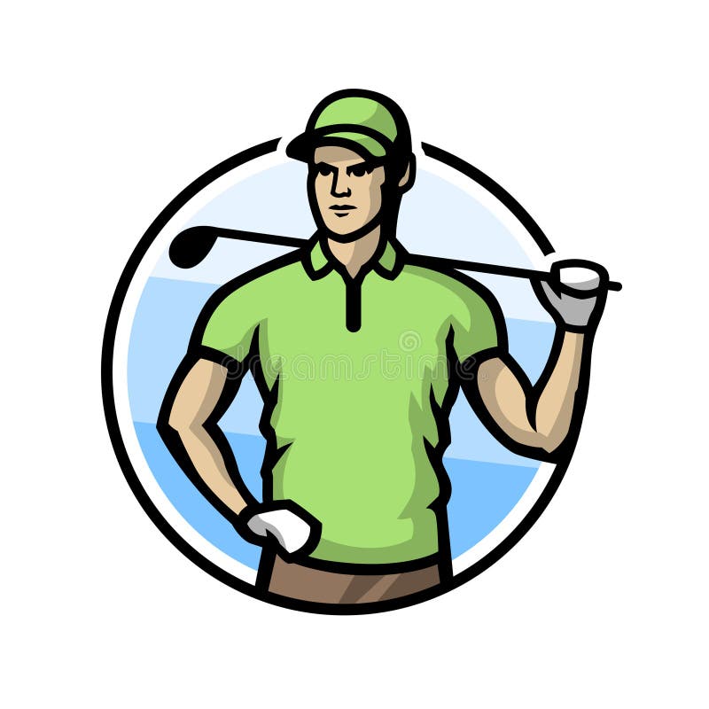 A man playing golf, logo. stock illustration. Illustration of ...