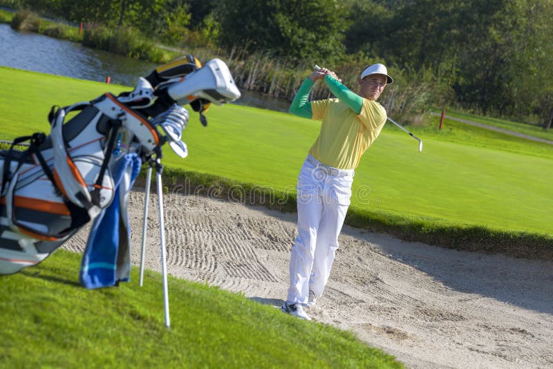 Man Playing Golf during Sunny Day Stock Photo - Image of putt, golf ...