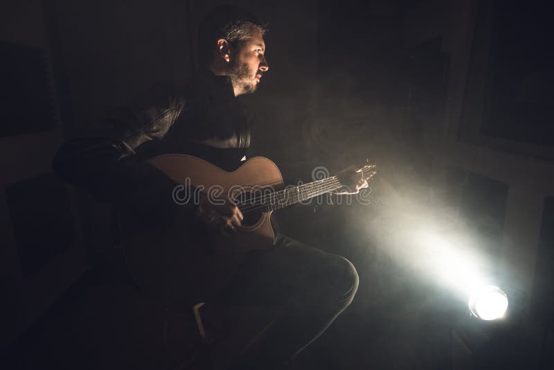 Man Playing Guitar. Guitarist on Stage Stock Photo - Image of male ...
