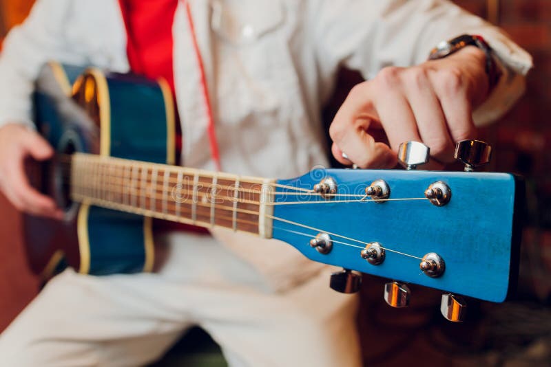 Man Playing Guitar on a Stage. Musical Concert. Close-up View. Stock ...