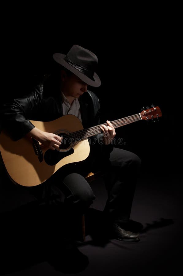 Man Playing His Acoustic Guitar Stock Photo - Image of style, artist ...