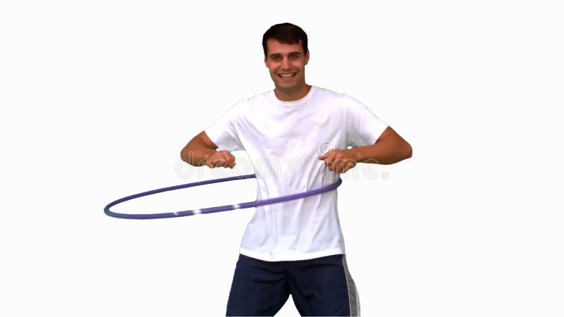 Man Playing with a Hula Hoop on White Screen Stock Footage - Video of ...