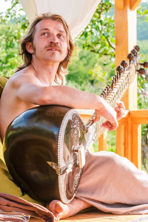Man Playing on Indian Musical Instument - Sitar Stock Image - Image of ...