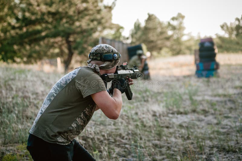 Lasertag shooting game stock image. Image of laser, competition - 129407405