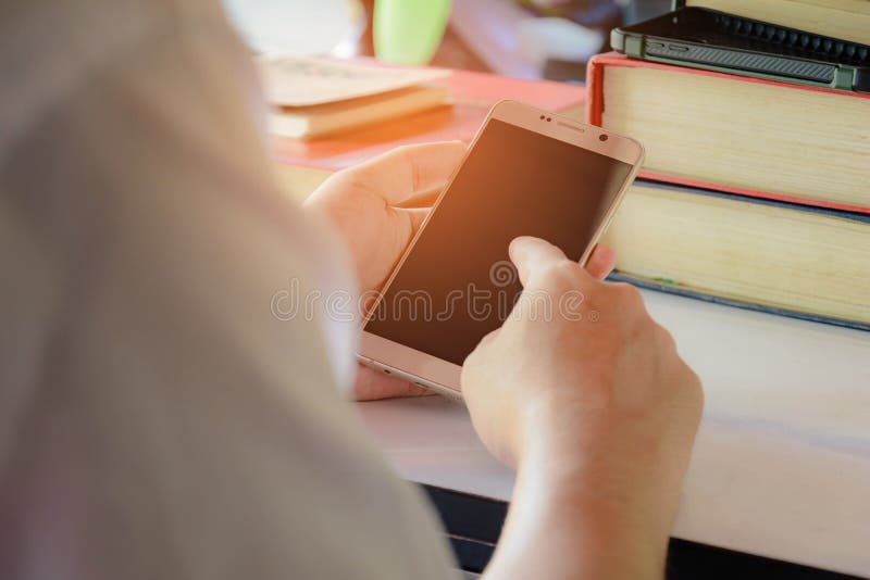 Man is Playing Mobile on the Desk Work Stock Image - Image of idea ...