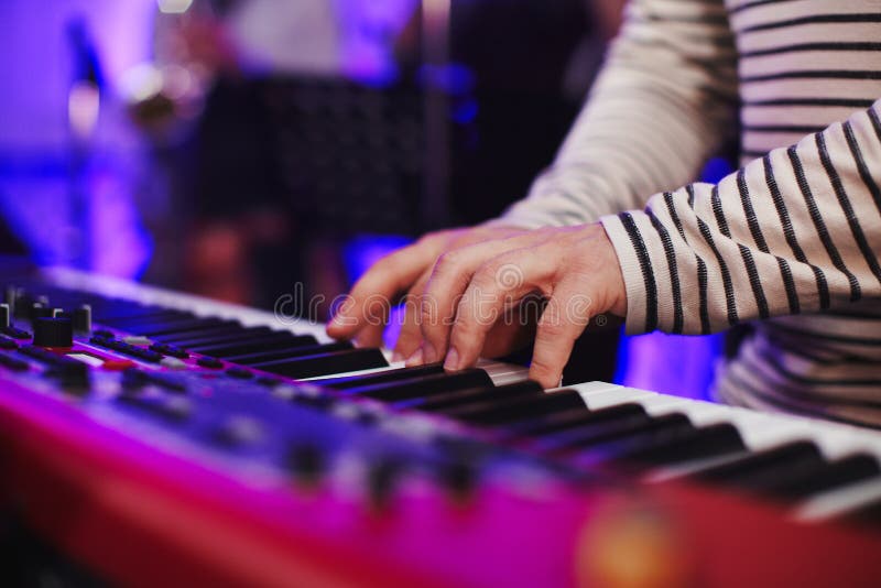 Man is Playing N Piano in Band Stock Image - Image of hands, person ...