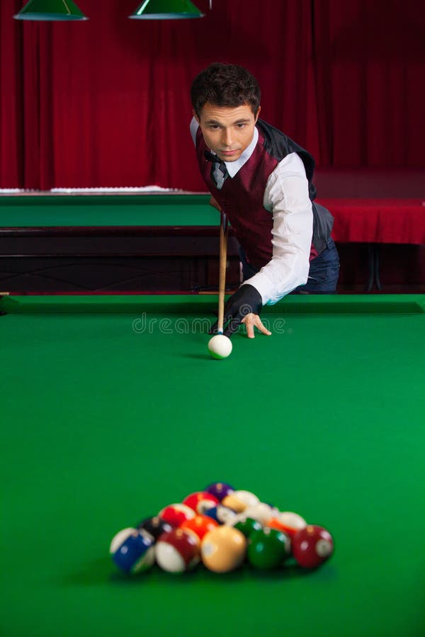 Man playing pool. stock photo. Image of pursuit, leisure - 33687178