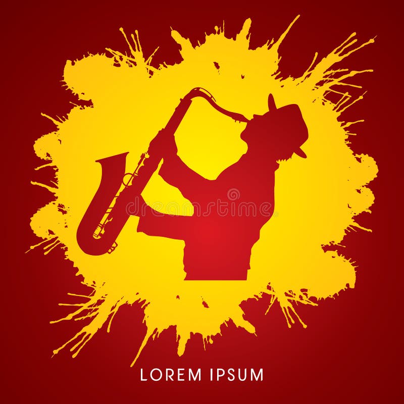 Man playing saxophone stock vector. Illustration of orchestra - 87481544