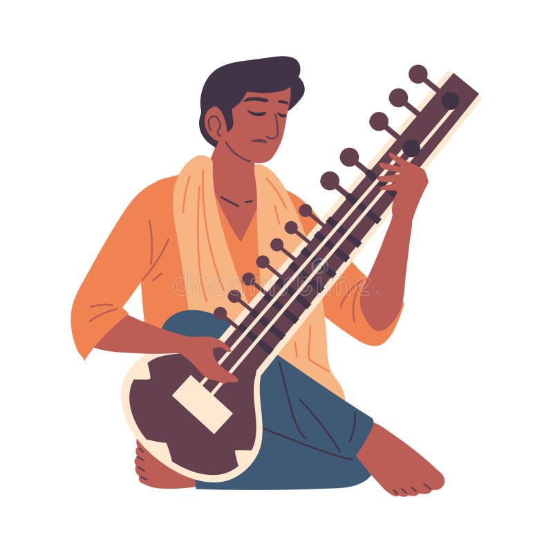 Man playing a sitar stock vector. Illustration of instrument - 330118734
