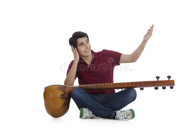 Man playing sitar stock photo. Image of front, activity - 36388322