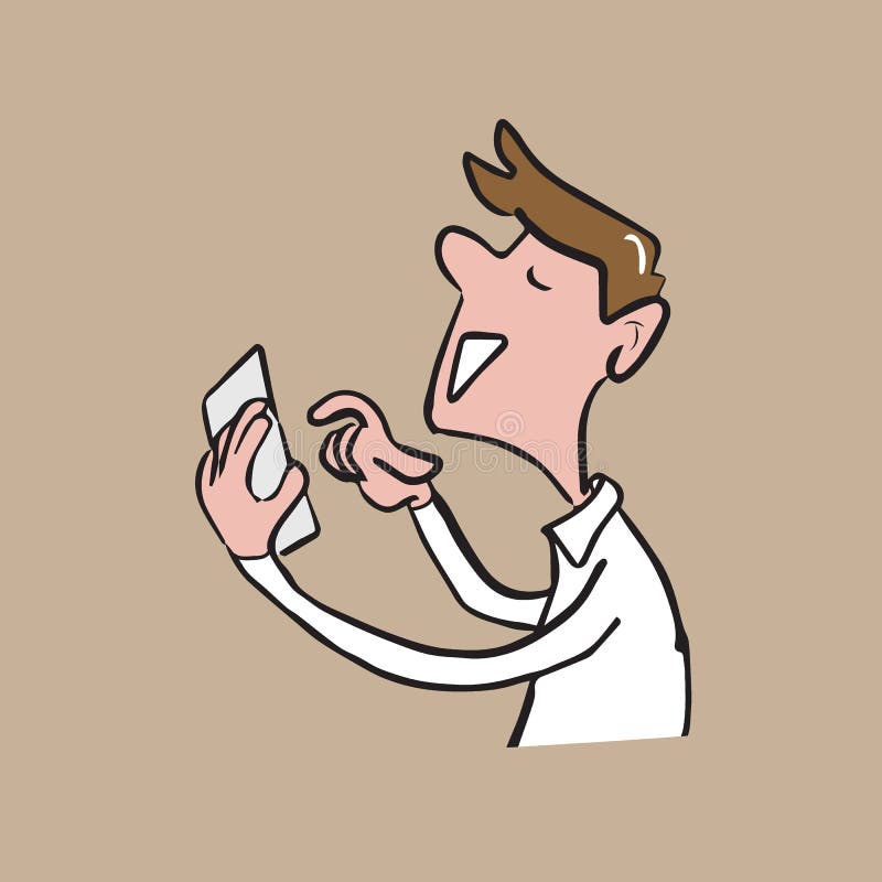 Man Playing Smart Phone Cartoon Stock Vector - Illustration of asia ...