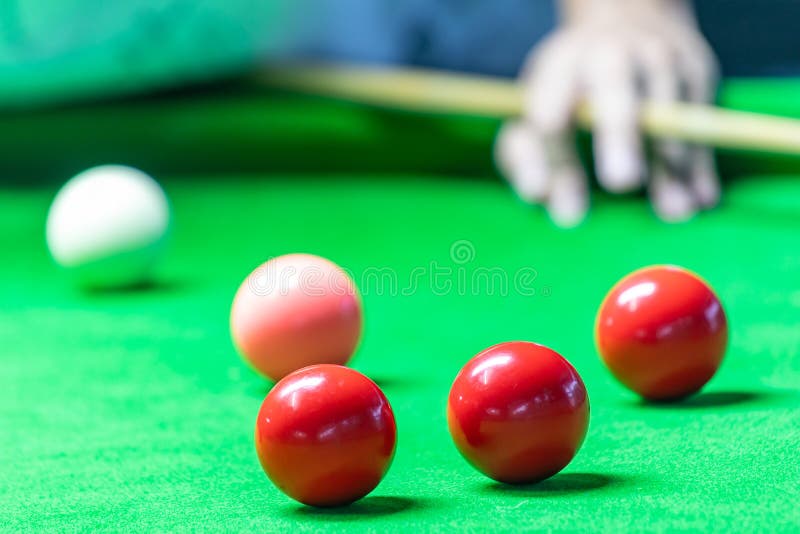 A Man Playing Snooker in Bar. Snooker Player Aiming Snooker Ball on ...
