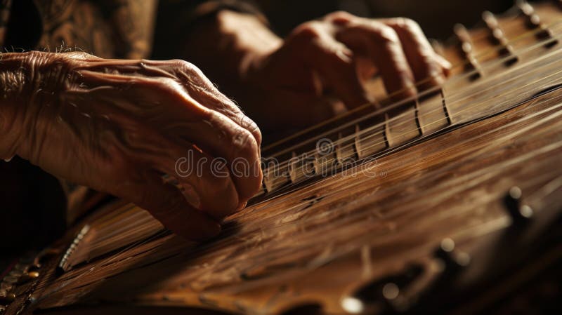 A Man is Playing a Stringed Instrument with His Hands Stock ...