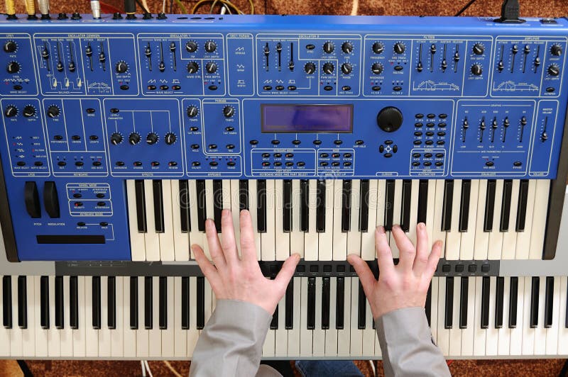 Man playing synthesizer stock photo. Image of white, chord - 13567292