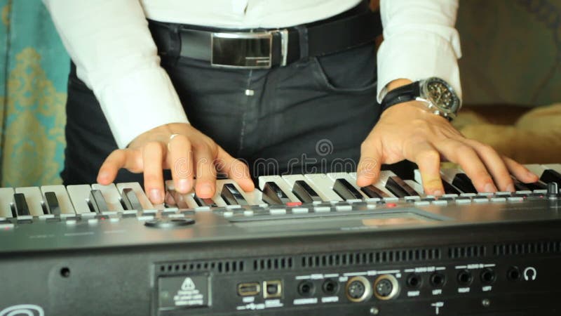 Man Playing on a Synthesizer Stock Footage - Video of melody, composer ...