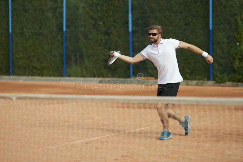 Man playing tennis stock photo. Image of sunny, copy - 78719586