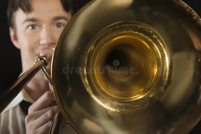 Man Playing Trombone stock image. Image of performance - 29665427