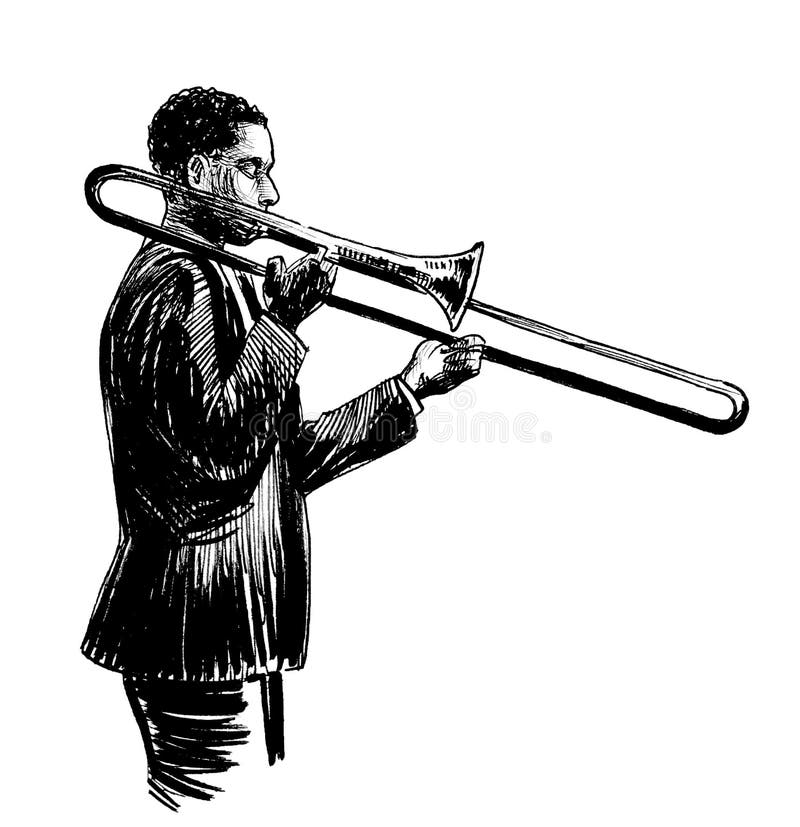 Man playing trumpet stock illustration. Illustration of sketch - 238758833