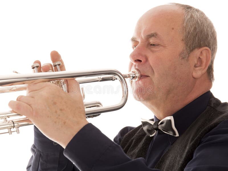 Superkid with trumpet stock image. Image of instrument - 44483263