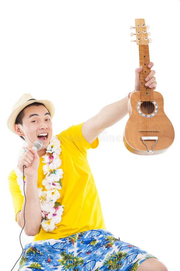 Man Playing Ukulele And Singing Stock Image Image Of Song Cute 31115099