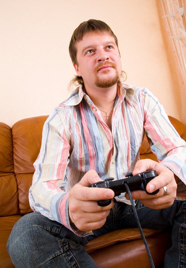 Man playing a video game stock image. Image of caucasian - 14950377