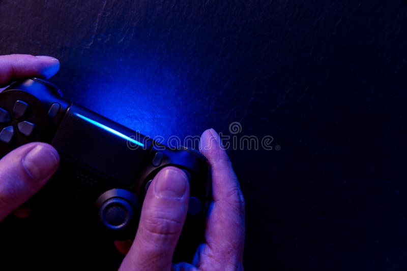 Video Game Controller Night with Lights Stock Image - Image of blue ...