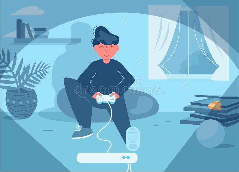 Person Playing Video Game Vector Cartoon Stock Vector - Illustration of ...