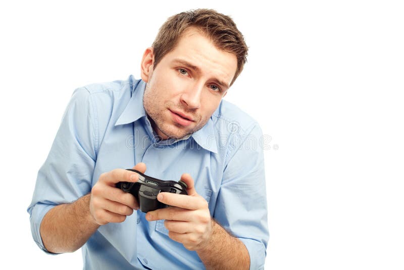 Man playing video games stock image. Image of close, isolated - 13259485