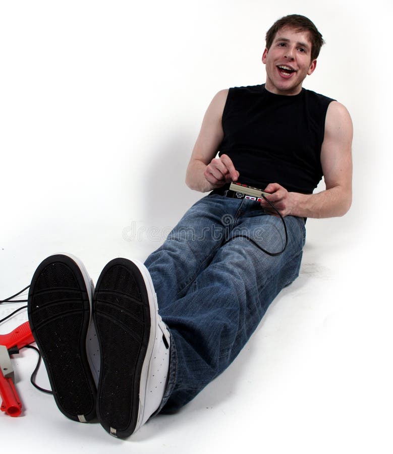 Man playing video games. stock image. Image of playing - 1820095