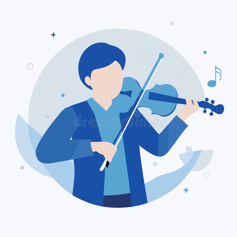 A Man is Playing the Violin with a Blue Jacket Stock Image ...