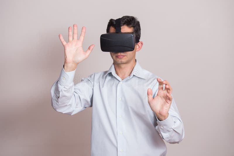 Man Playing Virtual Reality Simulation Stock Photo - Image of leisure ...