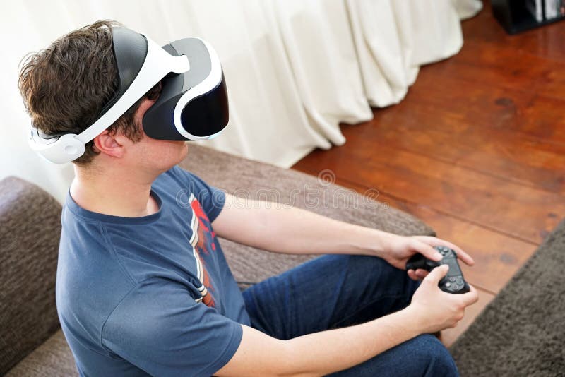 Man playing VR stock photo. Image of sony, headset, virtual - 93687206