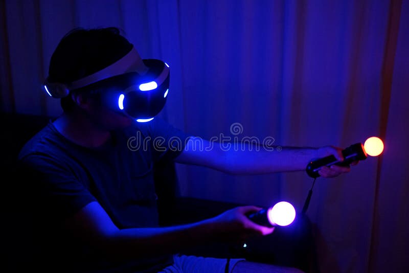 Man playing VR stock image. Image of move, virtual, augmented - 94167957