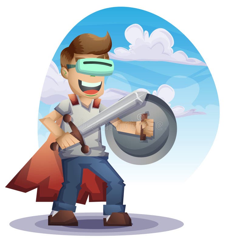 Man Playing Vr Headset with Separated Layers for Game and Animation ...