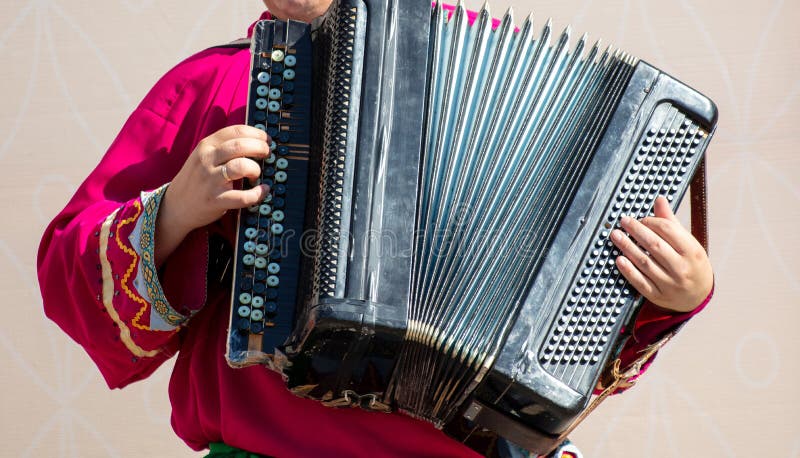 A Man Plays the Button Accordion. Stock Photo - Image of traditional ...