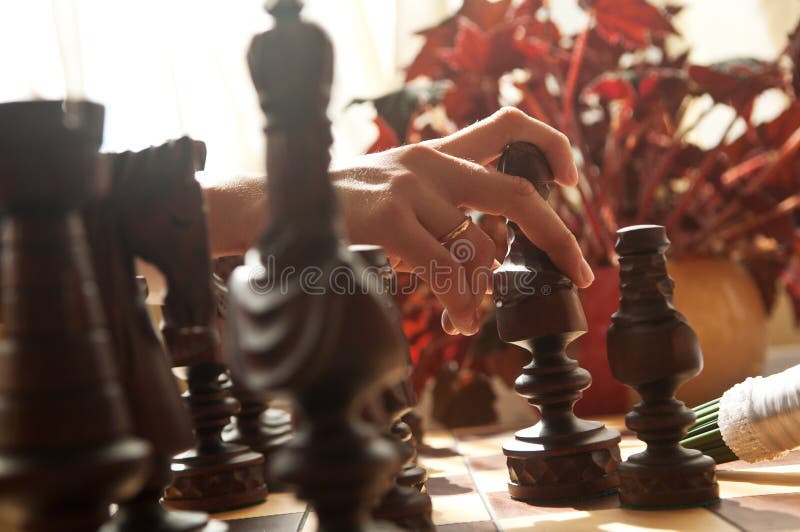 Man plays chess stock photo. Image of lone, move, hand - 28791790