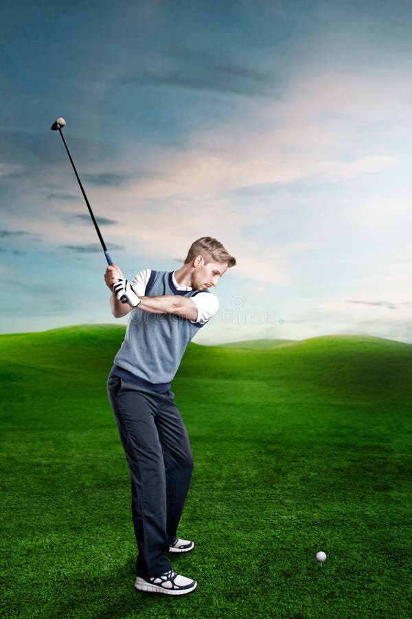 Man plays Golf stock image. Image of grass, flying, handicap - 49922307