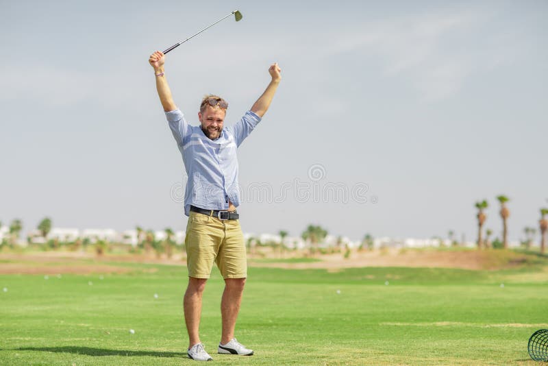 A Man Plays Golf and Has Fun Spending the Weekend Stock Image - Image ...
