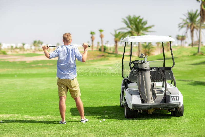 A Man Plays Golf and Has Fun Spending the Weekend Stock Image - Image ...