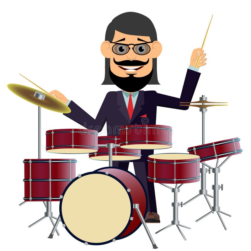 The Man Plays a Musical Instrument. Vector Illustration Stock Vector ...